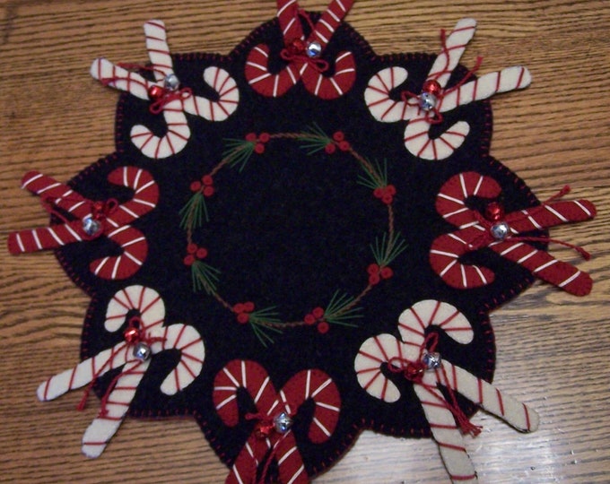 Wool Applique Pattern, Christmas Wool Applique Pattern, Candy Cane Wool ...