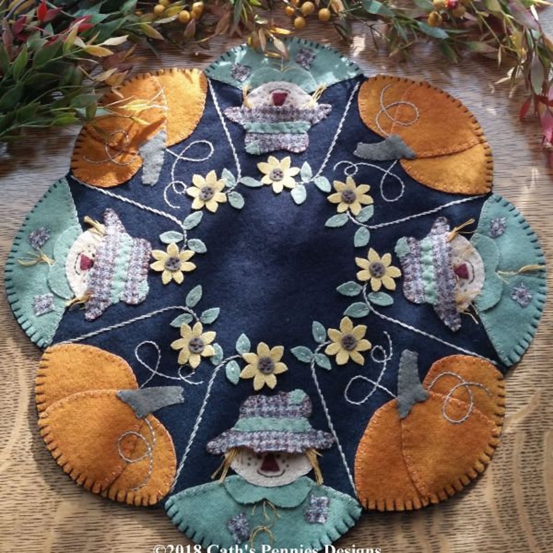 Wool Applique Pattern, Fall Wool Applique Pattern, Scarecrow Wool ...