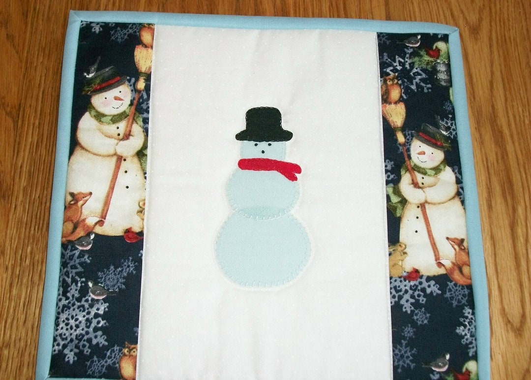 Quilted Candle Mat, Mug Rug, Coaster, Snowman Candle Mat, Christmas ...