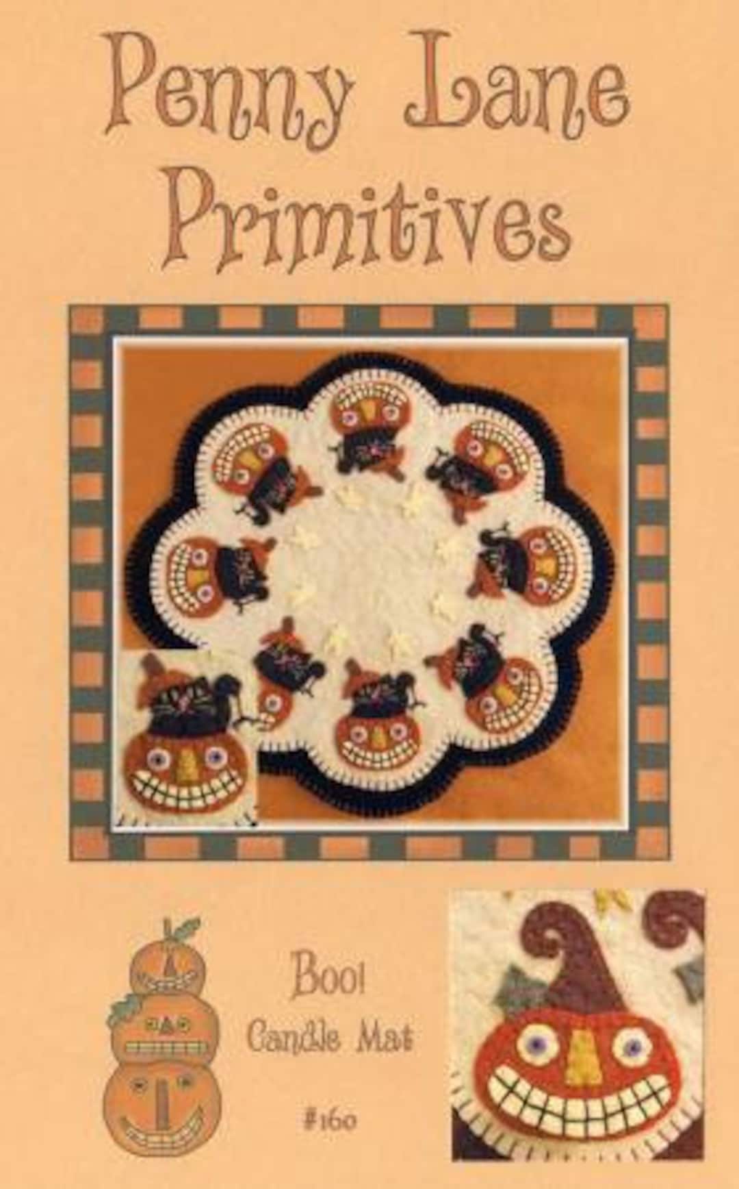 Wool Applique Pattern, Halloween Wool Candle Mat Pattern, Pumpkin Wool ...