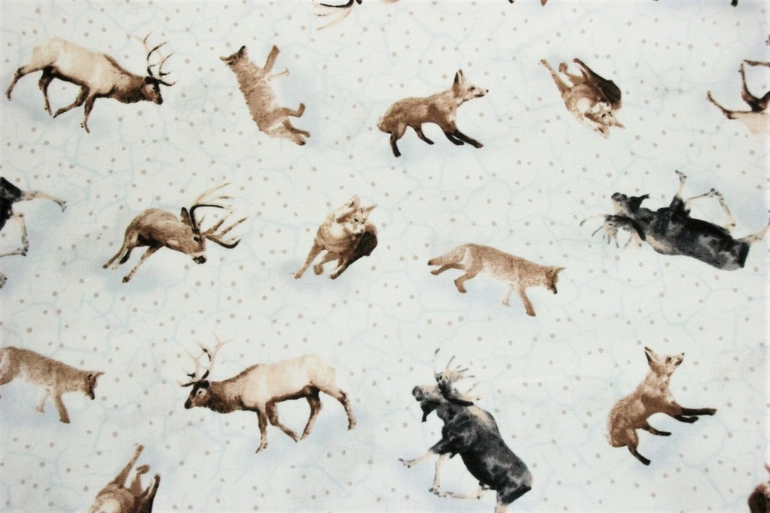 Moose Fabric, Wildlife Fabric, Elk Fabric, Nature Fabric, by the Yard ...