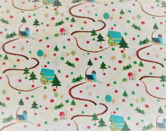 Tree Fabric, Christmas Fabric, Snow Fabric, by the Yard, Elizabeth ...