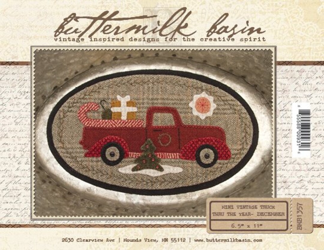 Wool Applique Pattern, Red Truck Pattern, Christmas Wool Applique, Wool ...