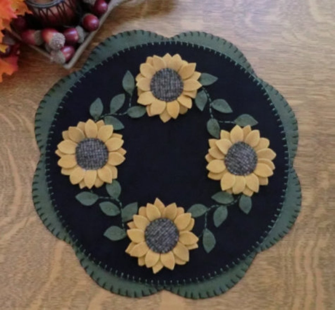 Wool Applique Pattern, Sunflower Pattern, Summer Wool Applique, Wool ...