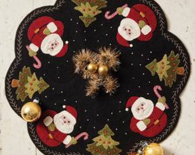 Wool Applique Pattern, Santa Wool Candle Mat Pattern, Christmas Wool ...