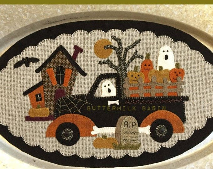 Wool Applique Pattern, Truck Wool Candle Mat Pattern, Halloween Wool ...