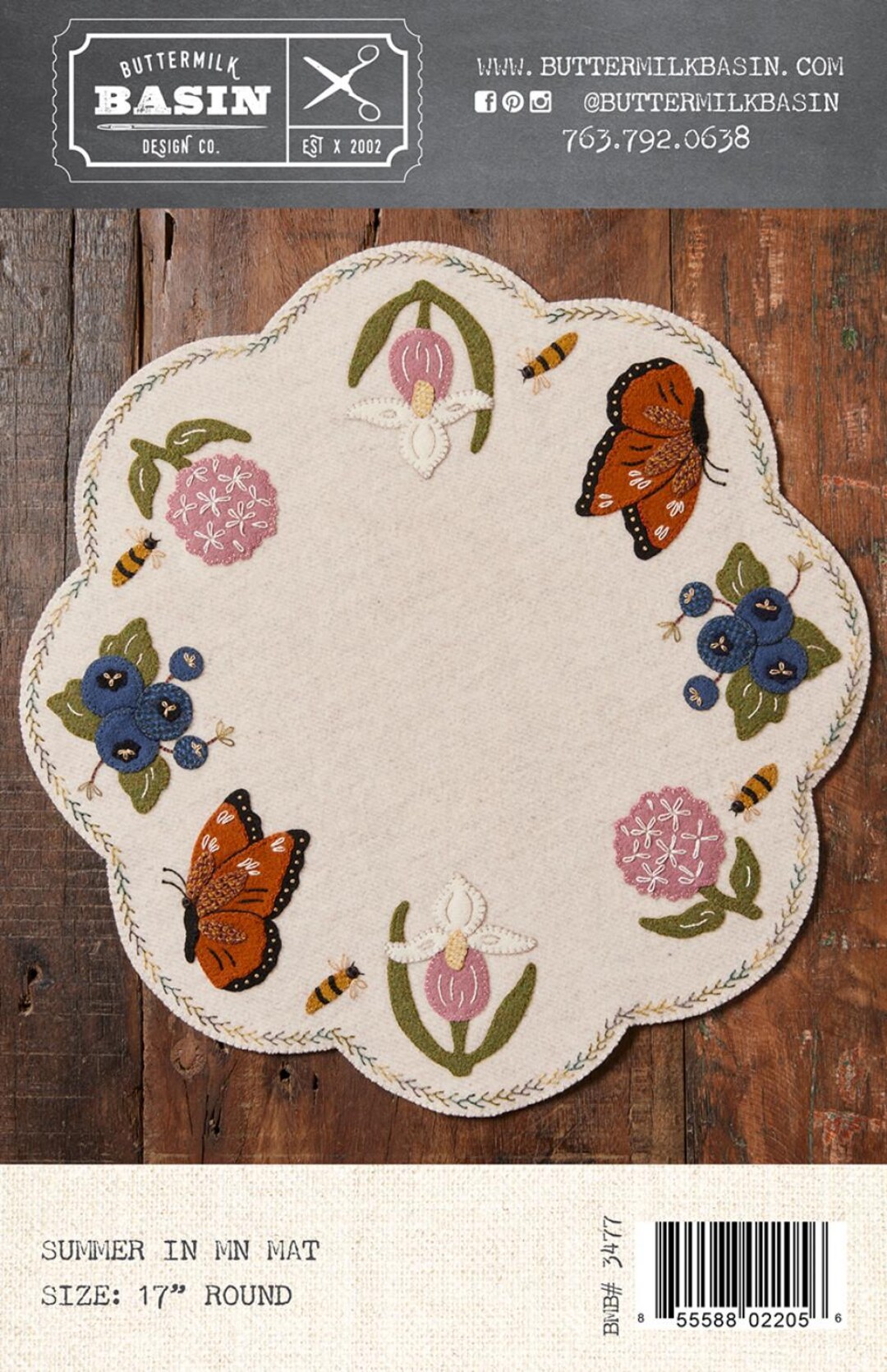 Wool Applique Pattern, Flower Wool Candle Mat Pattern, Spring Wool ...