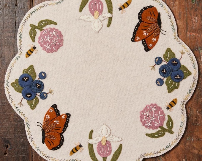 Wool Applique Pattern, Flower Wool Candle Mat Pattern, Spring Wool ...