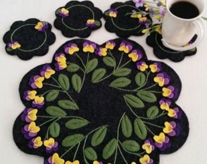 Wool Applique Pattern, Violet Pattern, Summer Wool Applique, Wool ...