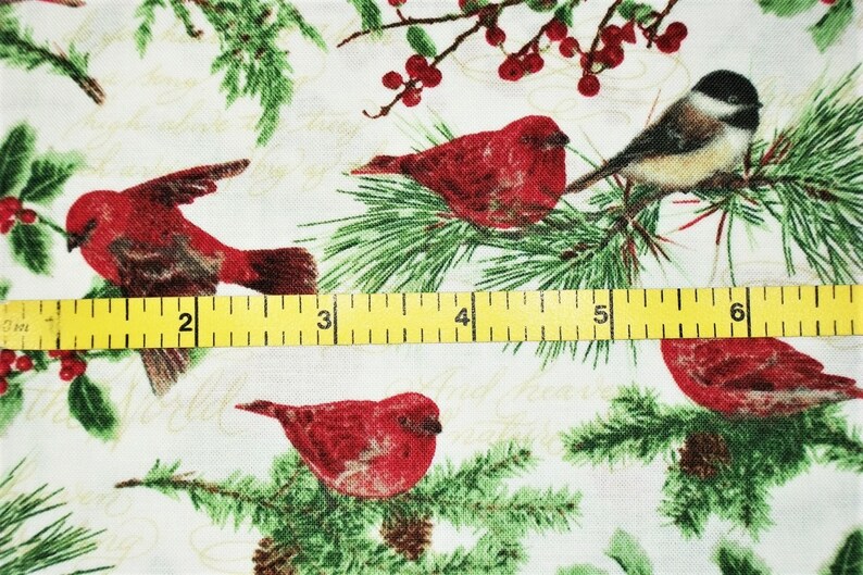 Cardinal Fabric Bird Fabric Christmas Fabric Chickadee - Etsy