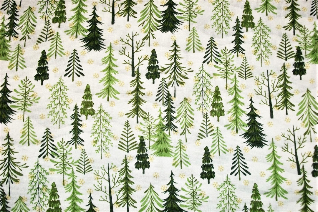 Tree Fabric Christmas Fabric Winter Fabric by the Yard - Etsy