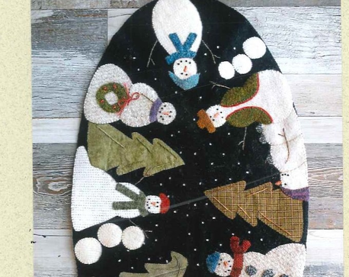 Wool Applique Pattern, Christmas Wool Candle Mat Pattern, Snowmen Wool ...