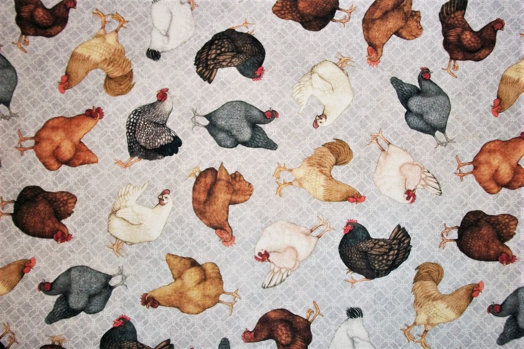 Chicken Fabric, Hen Fabric, by the Yard, QT Fabrics, Country Fabric ...