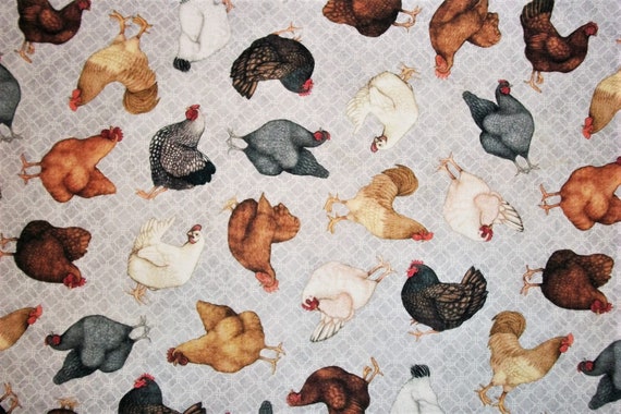 Chicken Fabric Hen Fabric by the Yard QT Fabrics Country | Etsy