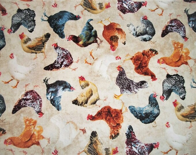 Chicken Fabric, Hen Fabric, by the Yard, Timeless Treasures, Country ...