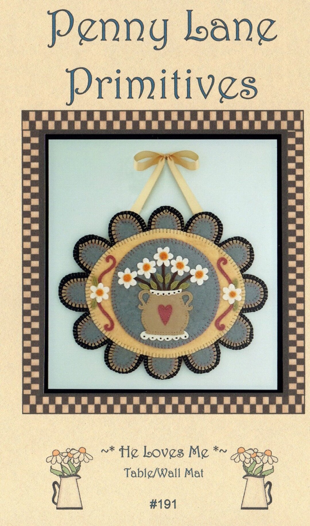 Wool Applique Pattern, Flower Wool Table Mat Pattern, Floral Wool ...