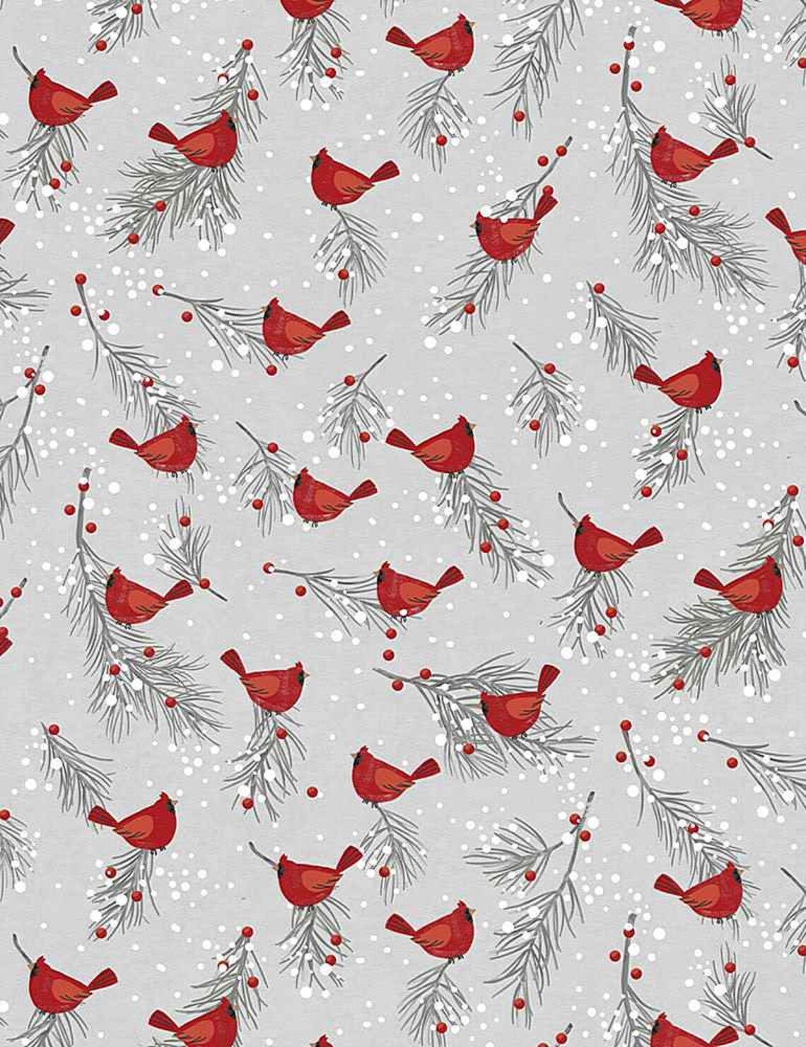 Cardinal Fabric Bird Fabric by the Yard Winter Fabric | Etsy