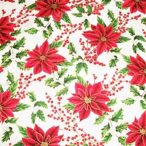 Poinsettia Fabric Christmas Fabric by the Yard Winter | Etsy