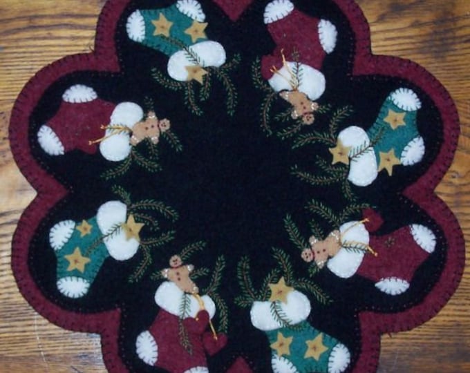 Wool Applique Pattern, Christmas Wool Applique Pattern, Stocking Wool ...