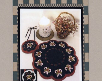 Wool Applique Pattern, Christmas Wool Candle Mat Pattern, Snowmen Wool ...