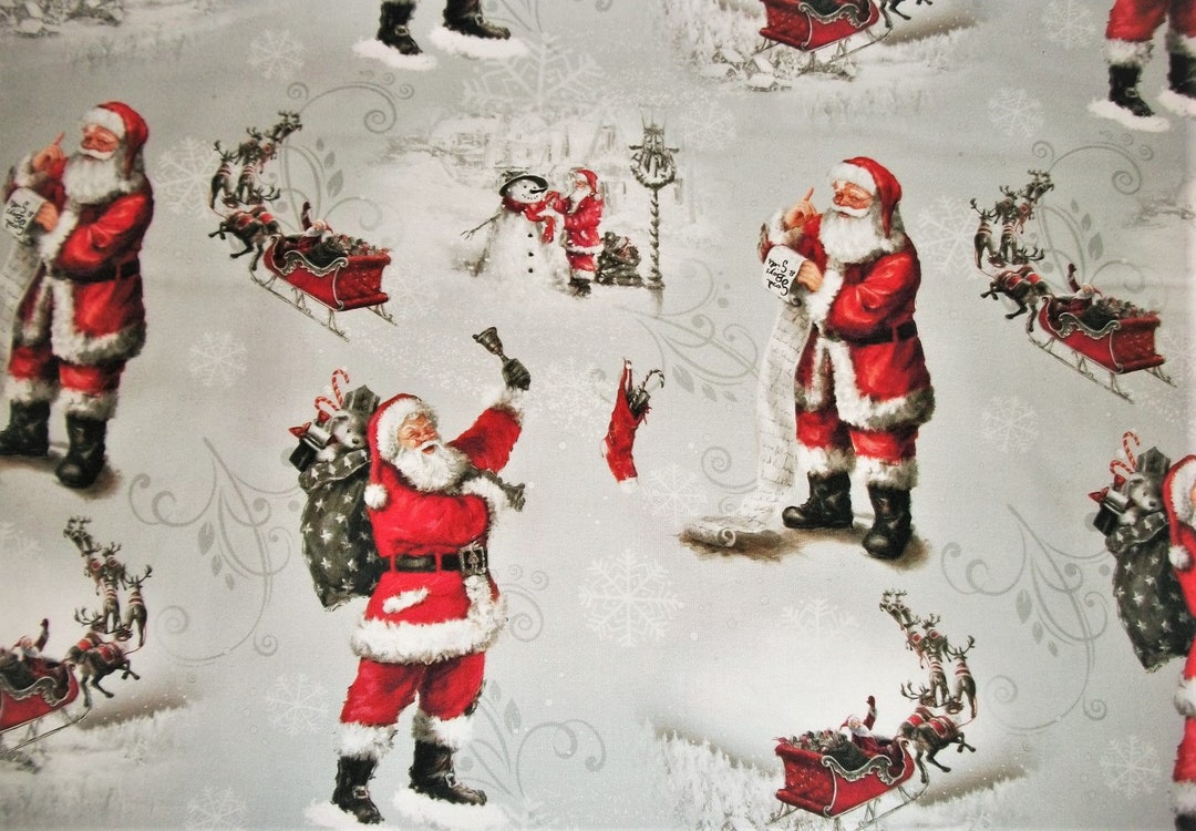 Santa Fabric, Christmas Fabric, by the Yard, Holiday Fabric, Riley ...
