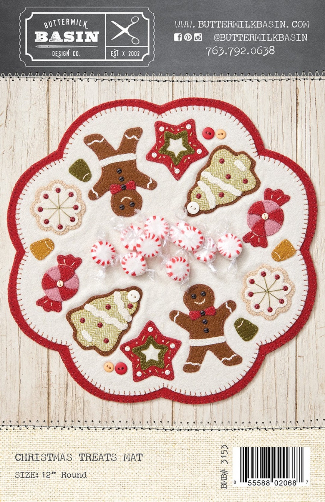 Wool Applique Pattern, Christmas Wool Candle Mat Pattern, Gingerbread ...