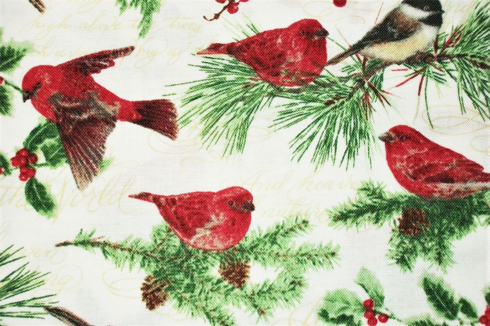 Cardinal Fabric Bird Fabric Christmas Fabric Chickadee - Etsy