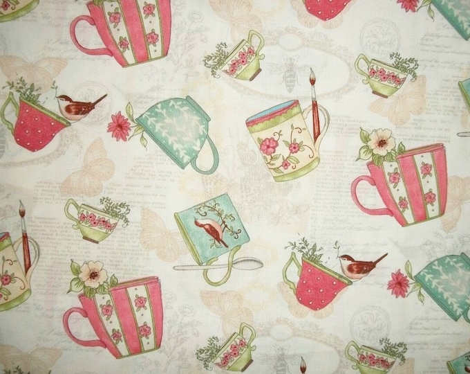 Susan Winget Coffee Cup Fabric by the Yard Quilting Sewing Tea Time Tea ...
