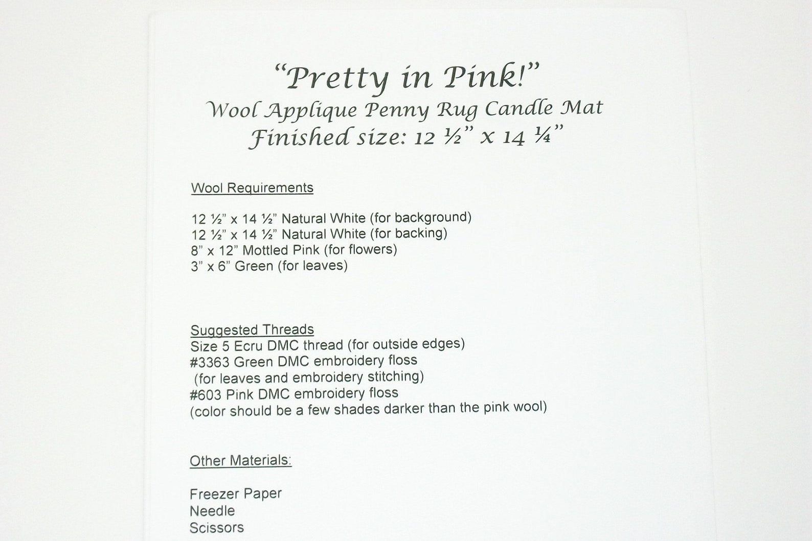 Wool Applique Pattern Pink Rose Applique Pattern Spring Wool - Etsy