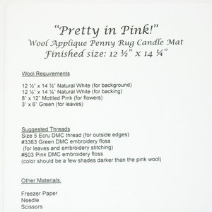 Wool Applique Pattern, Pink Rose Applique Pattern, Spring Wool Applique ...