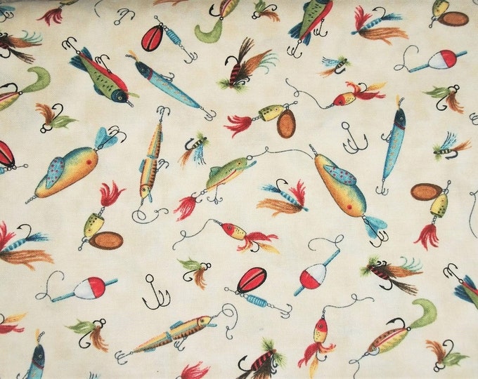 Susan Winget Fabric, Fishing Lures Fabric, by the Yard, Wilmington ...