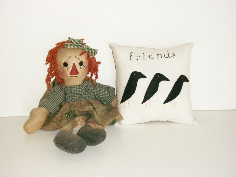 Crow Primitive Pillow Original Design Stitchery Folk Art - Etsy