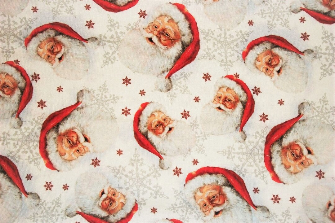 Santa Fabric, Christmas Fabric, by the Yard, Holiday Fabric, Riley ...
