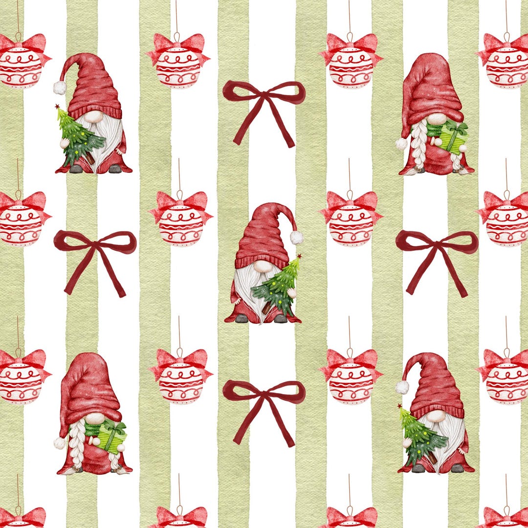 Christmas Gnomes Digital Paper | Watercolor Holiday Pattern (download ...