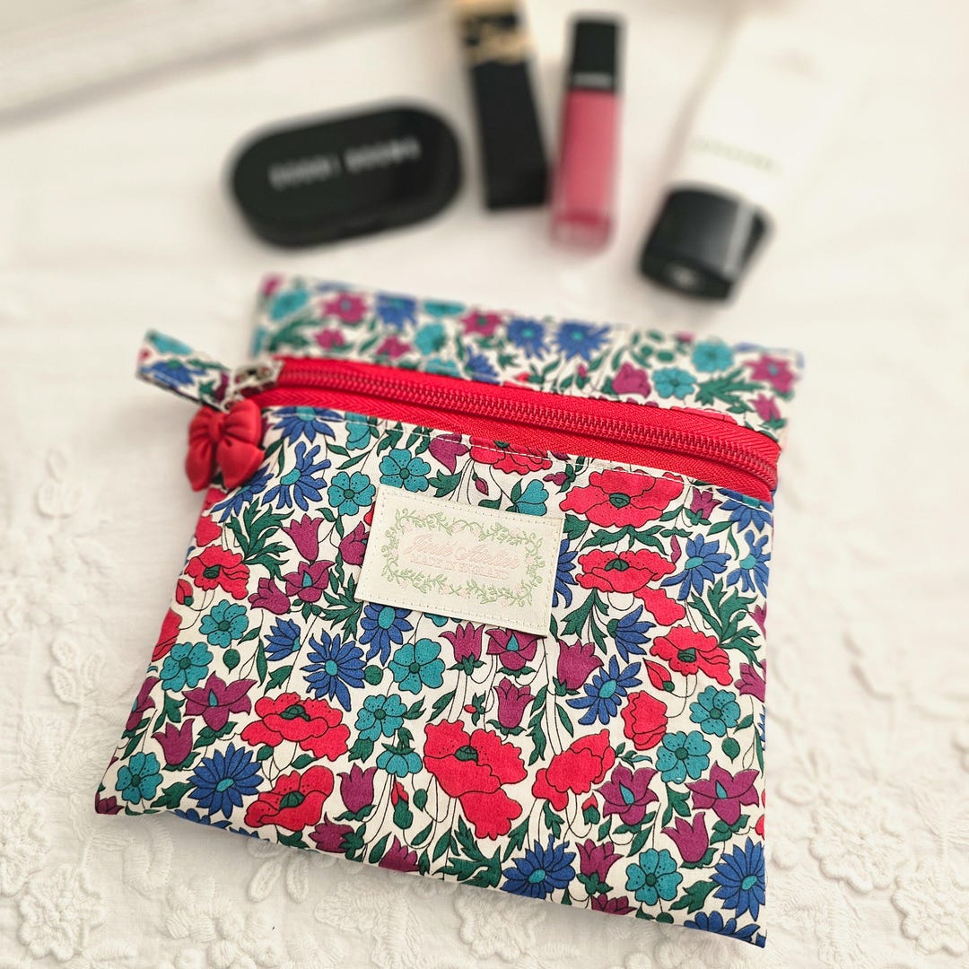 Handmade Zip Pouch - Liberty Fabric Poppy & Daisy L Make up Bag - Etsy