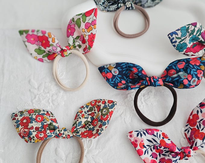 Liberty London Fabric Bunny Ear Hair Tie: Handmade Floral Bobble - Etsy