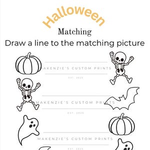 Halloween Matching Worksheet - Etsy