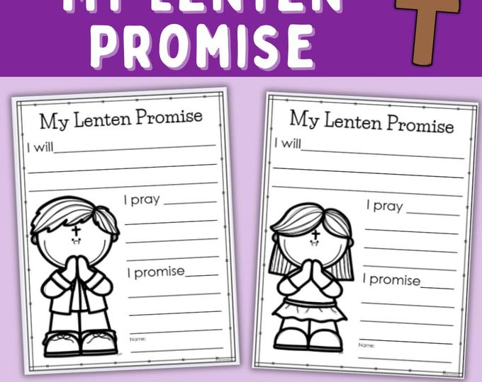 Kids Lenten Promise Activity - Etsy