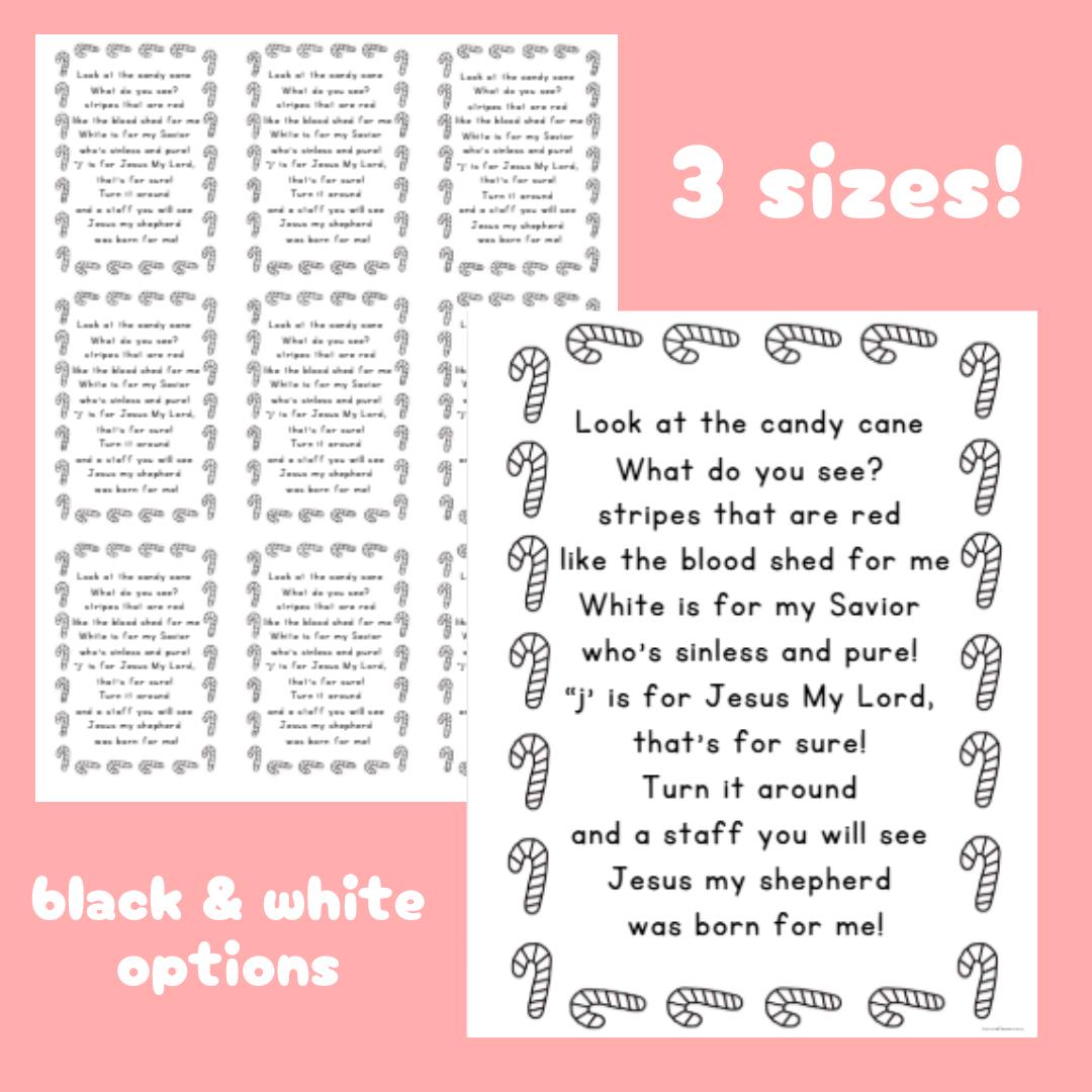 Legend of the Candy Cane Printable Prayer / Poem Cards / Tags - Etsy