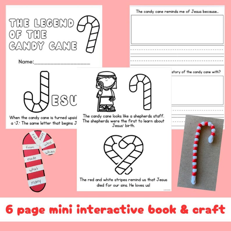 The Legend of the Candy Cane Activity / Craft / Mini Book / Coloring ...
