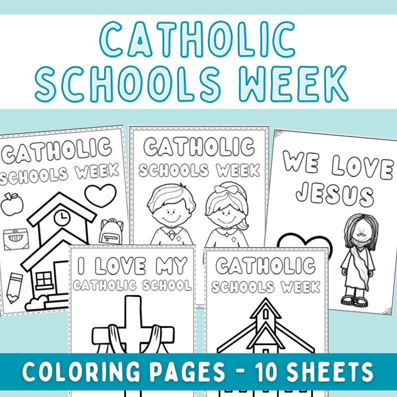 Catholic Schools Week Coloring Pages / Sheets | Printable | Activity - Etsy