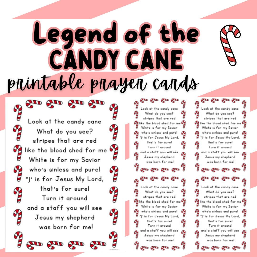 Legend of the Candy Cane Printable Prayer / Poem Cards / Tags - Etsy