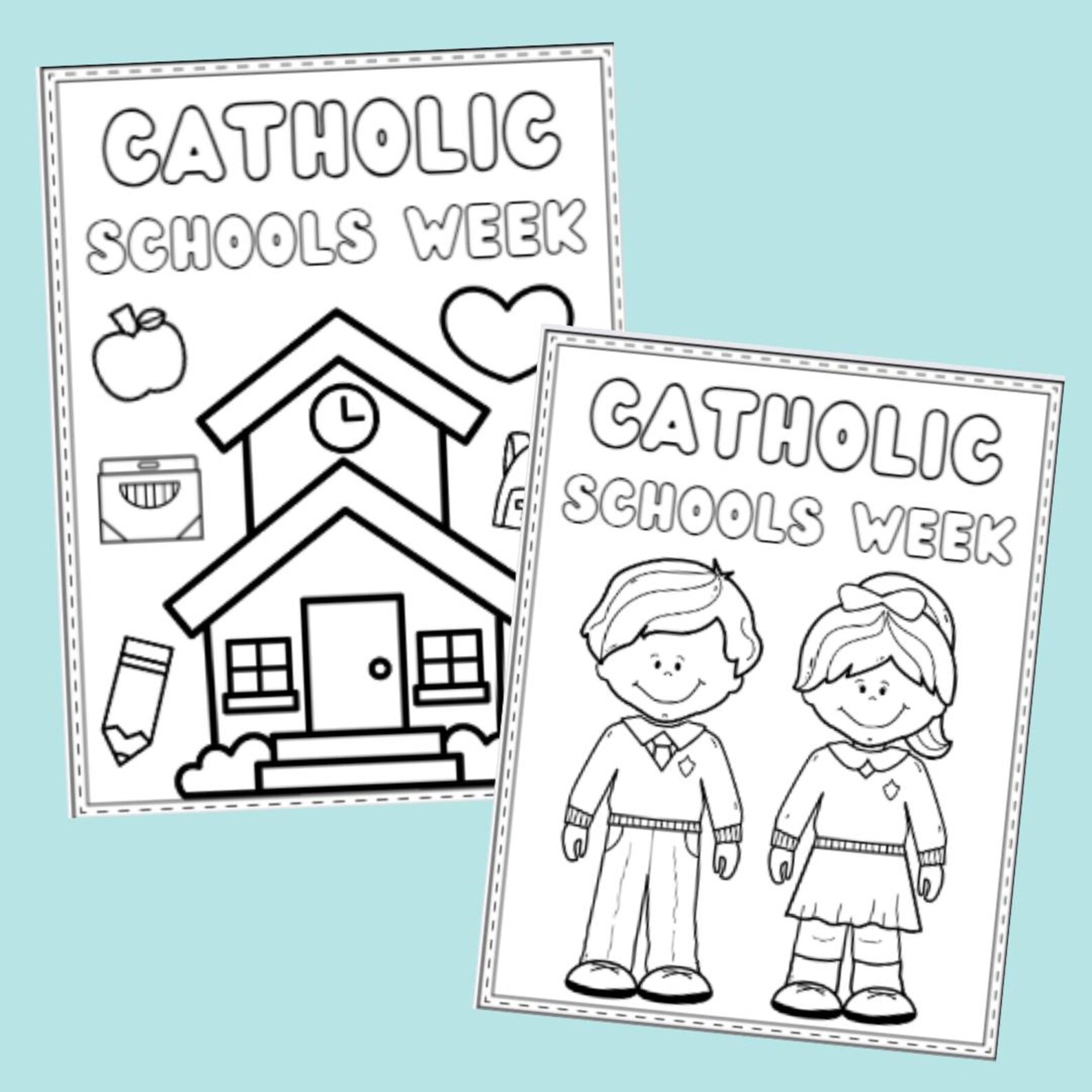 Catholic Schools Week Coloring Pages / Sheets | Printable | Activity - Etsy