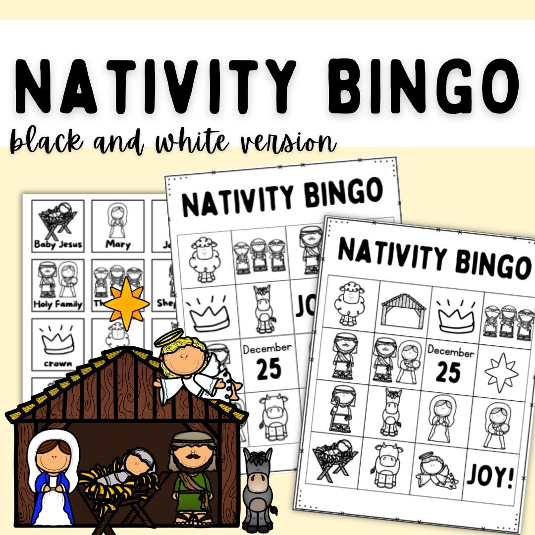 Nativity Bingo for Kids | Color-in Advent Game | Christmas Bible Story ...
