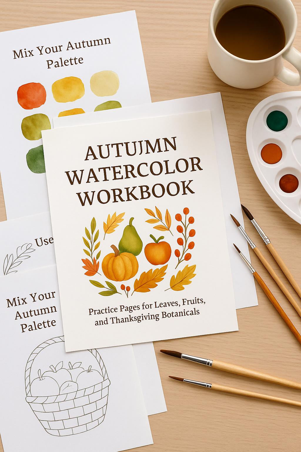 Autumn Watercolor Workbook: Fall Painting Practice (instant Download ...