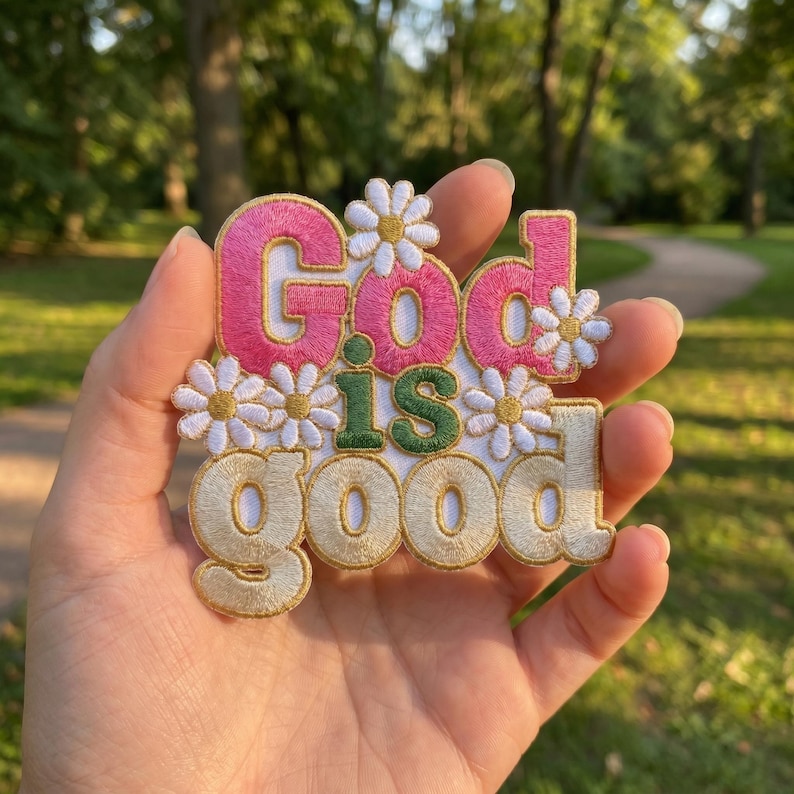 Christian Faith Embroidered Patch, God is Good Daisy Flowers, Iron on ...