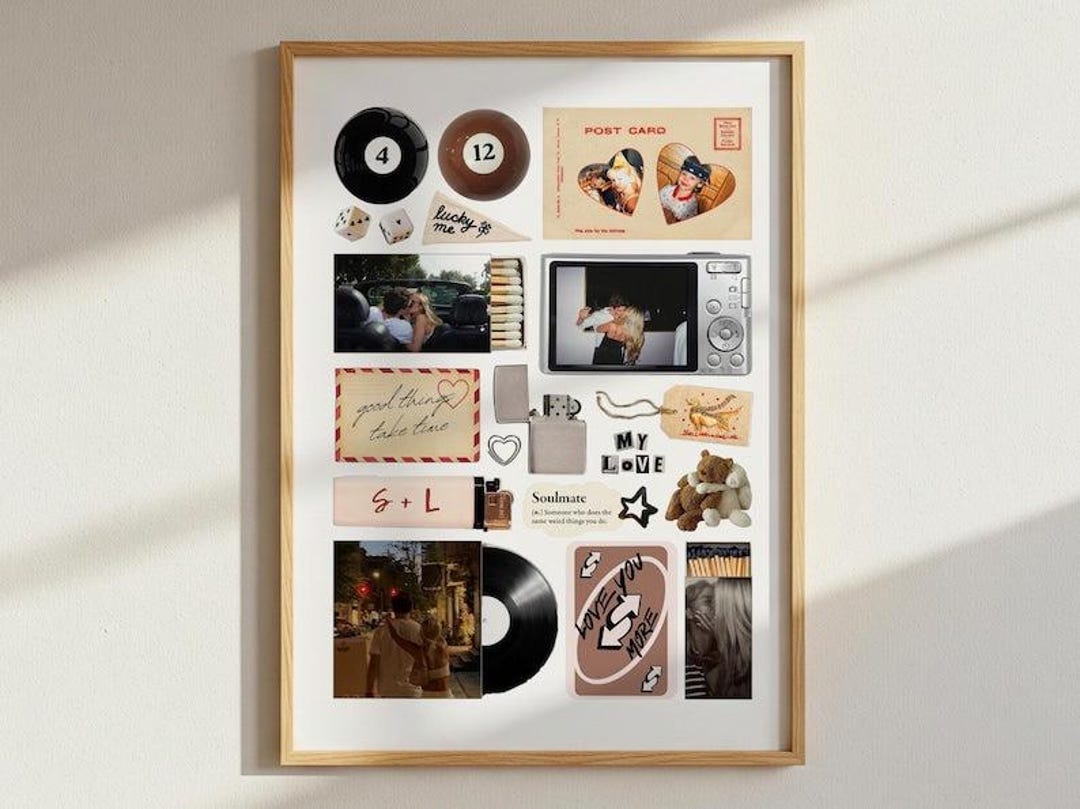 Printable Retro Matchbox Collage Poster Custom Couple Art Personalized ...