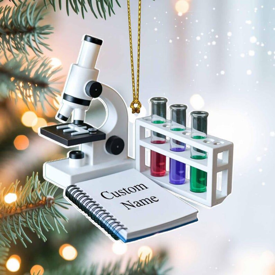 Personalized Microscope Christmas Ornament: Science Gift, Lab Decor - Etsy
