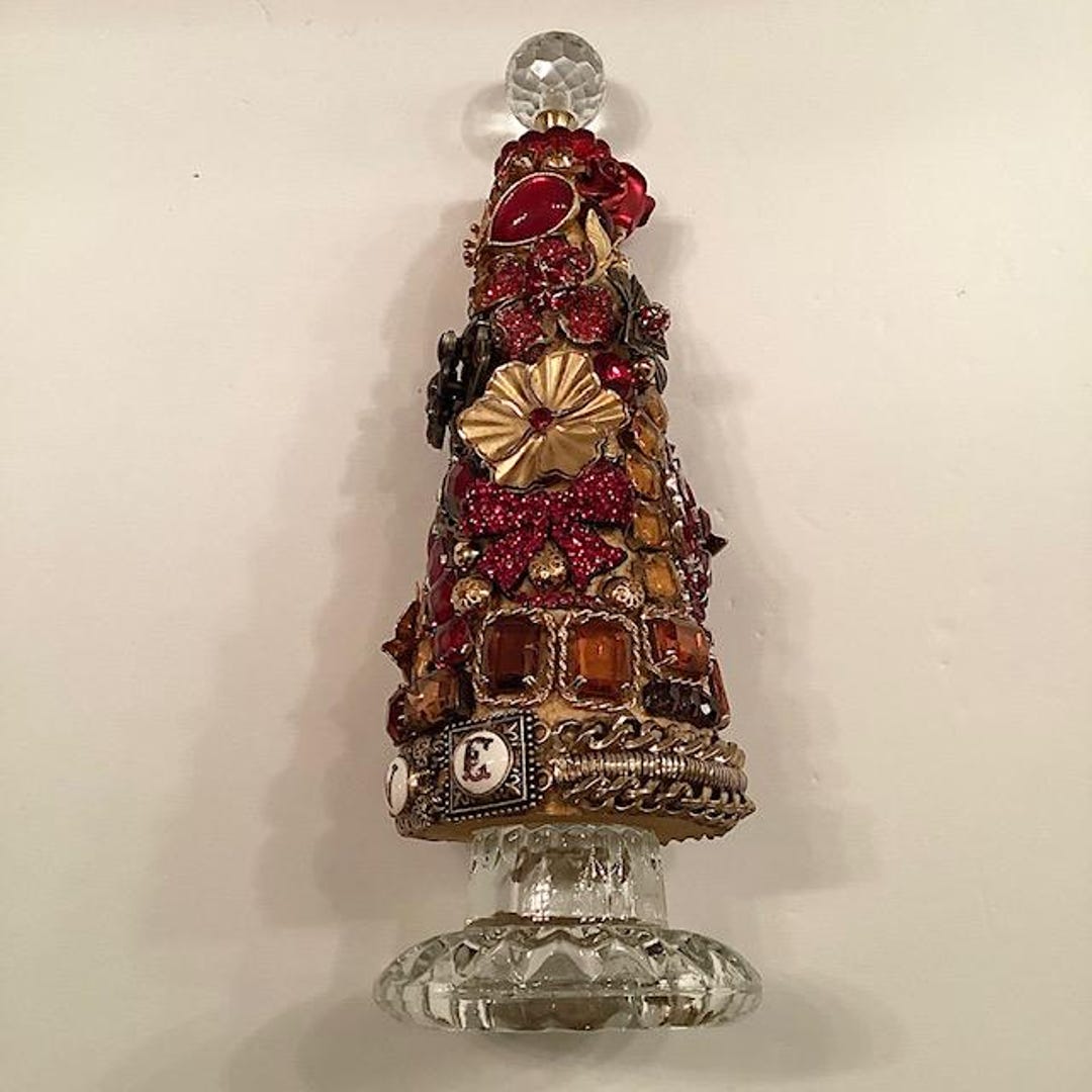 Vintage Jeweled Christmas Tree Cone: Red & Sienna Glam Decor - Etsy