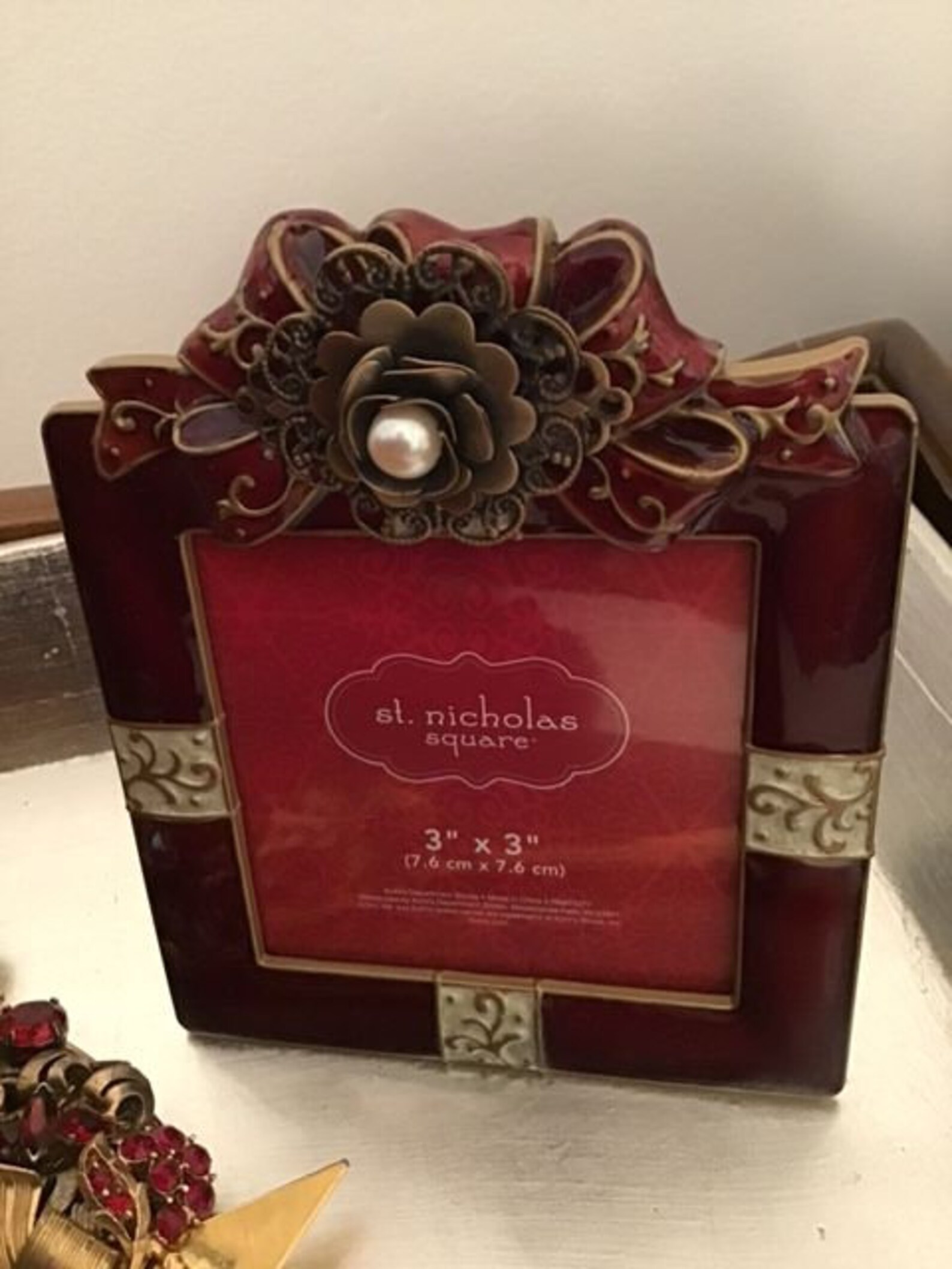 Red and Gold Enamel 3 X 3 Photo Frame Embellished Frame - Etsy